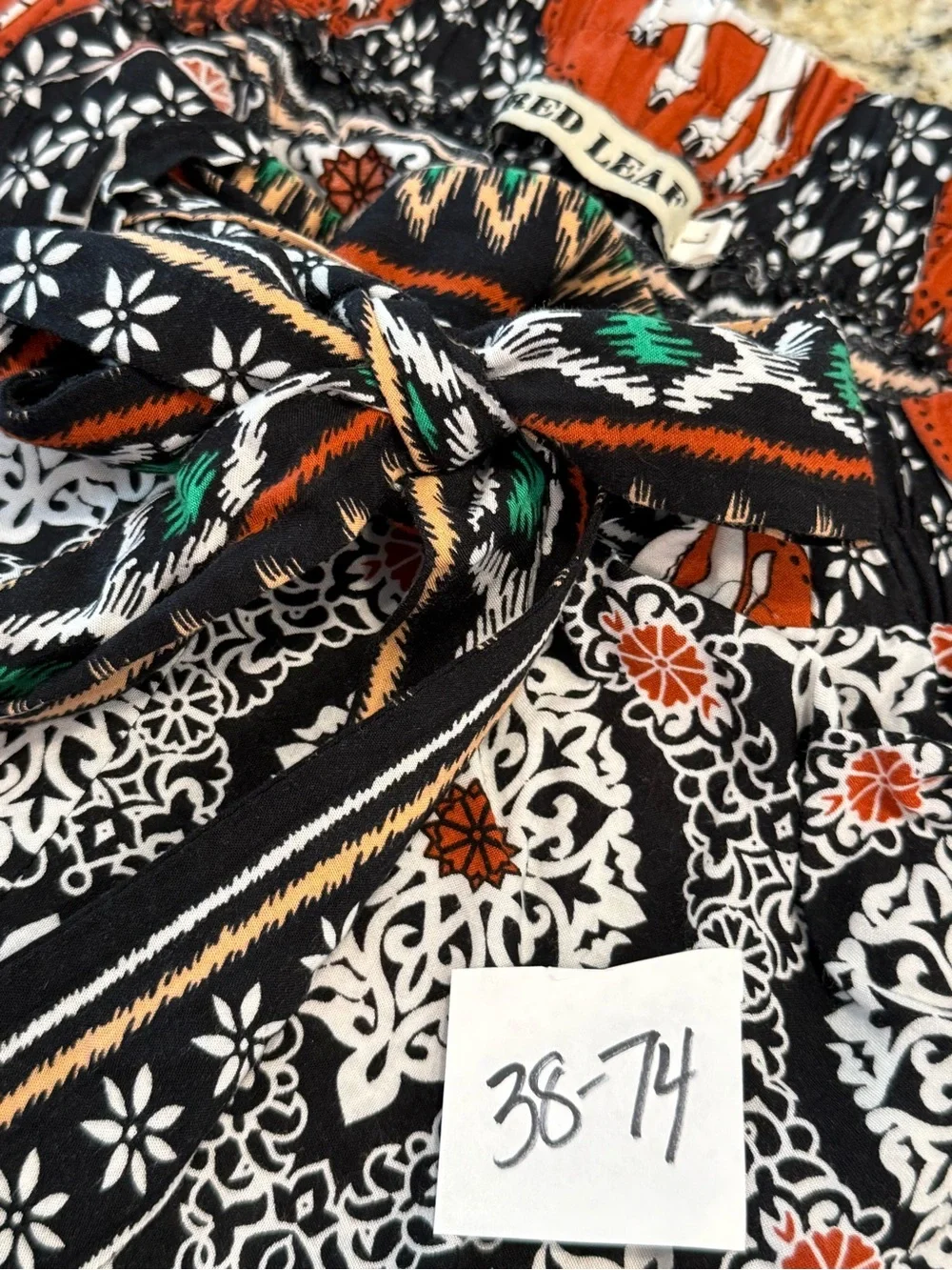 Pants & Jumpsuits | Red Leaf Boho Elephant Floral Tribal Pants Sz Lg ...
